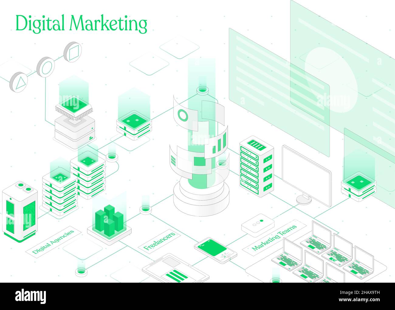 Modern flat design isometric concept of Digital Marketing for banner ...