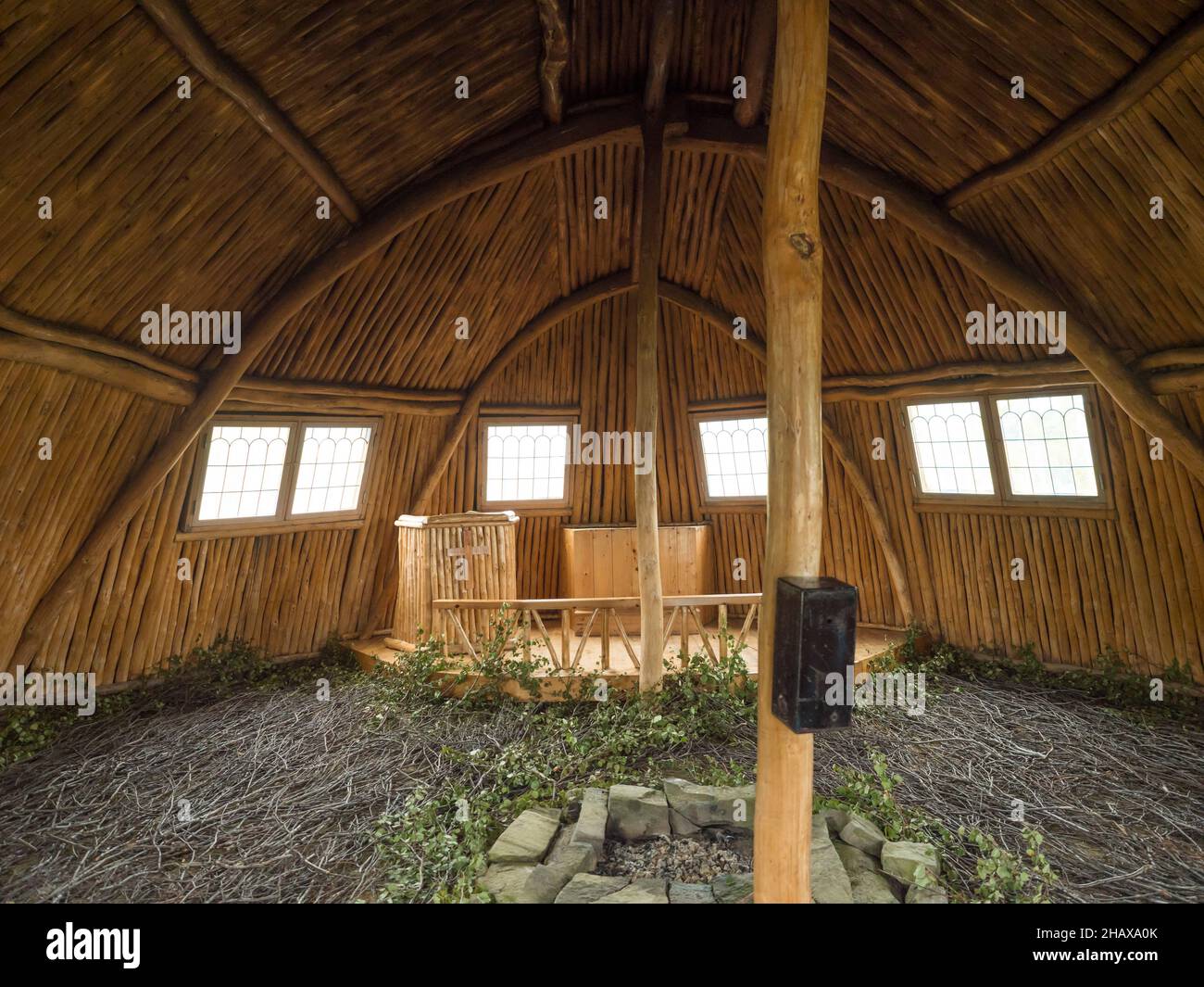 Minimal natural interior of Church at traditonal saami style at ...