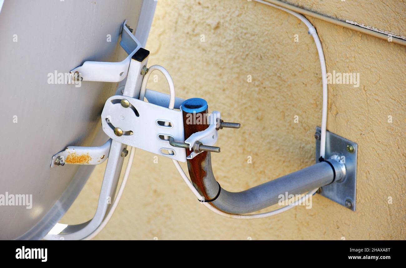 Satellite dish support detail Stock Photo - Alamy