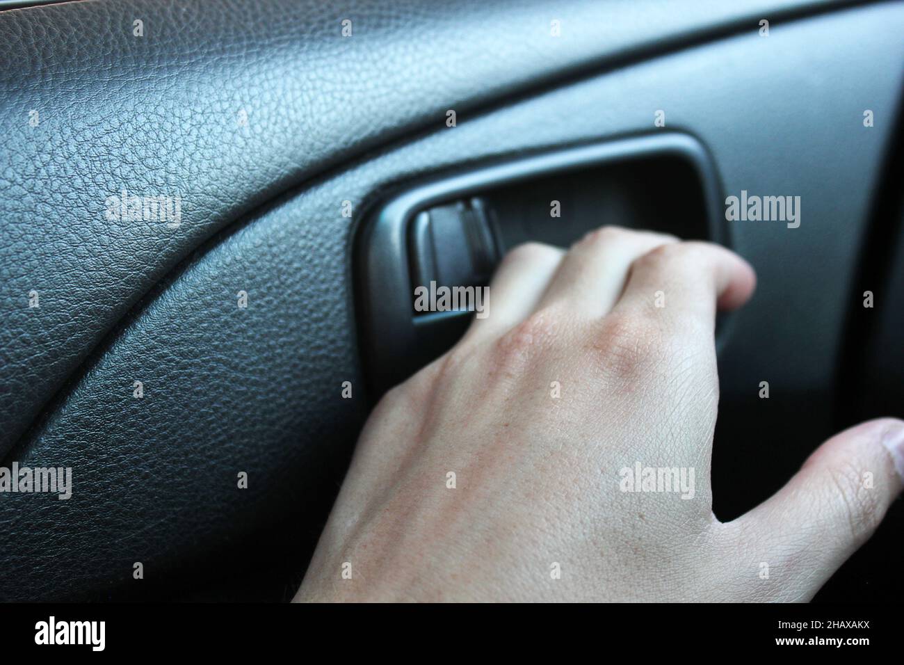 Car door opening handle. Car interior luxury service. Car interior ...