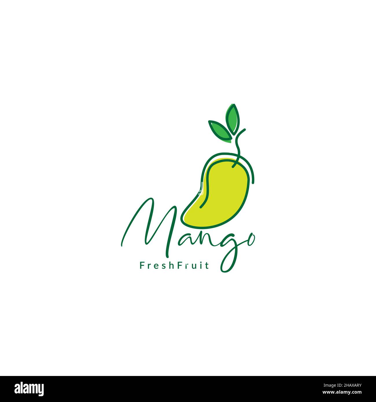 fresh fruit line green mango logo symbol icon vector graphic design ...
