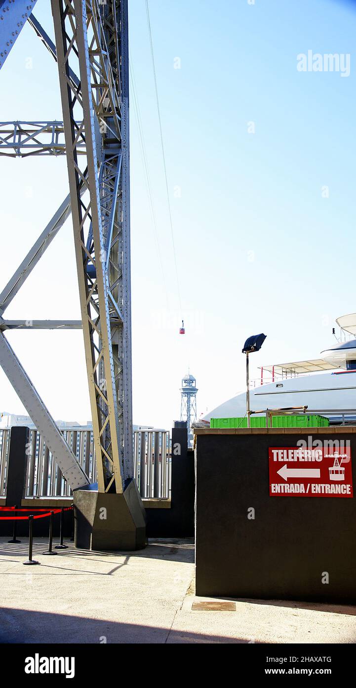 Barceloneta cable car tower in Barcelona, Catalunya, Spain, Europe ...