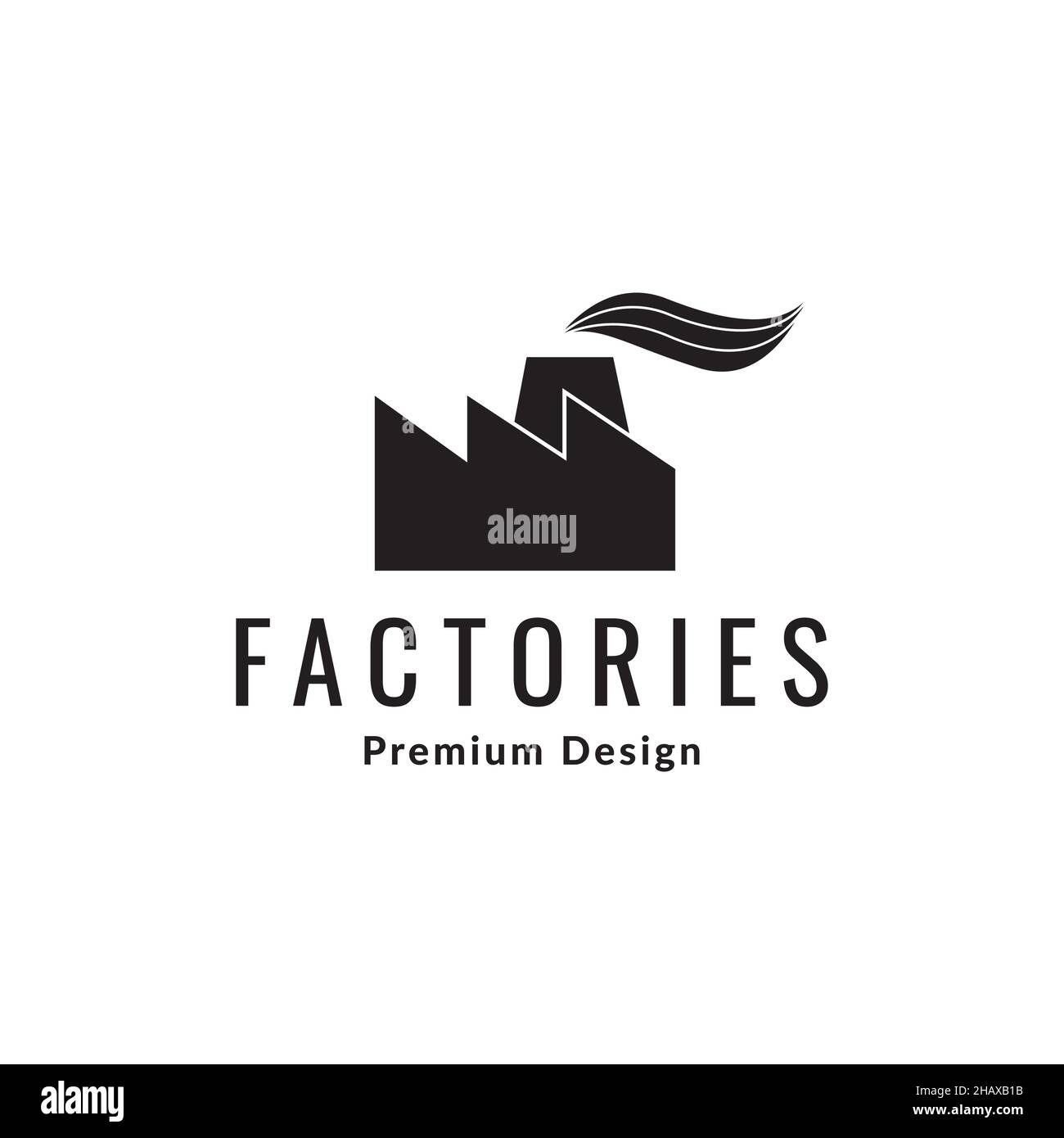 minimalist shape factory with smoke logo symbol icon vector graphic ...