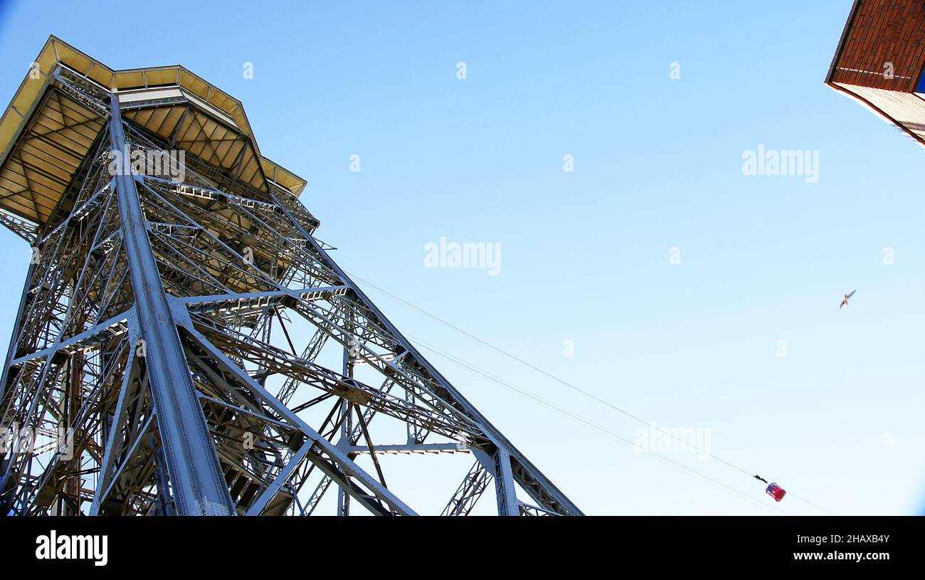 Barceloneta cable car tower in Barcelona, Catalunya, Spain, Europe ...