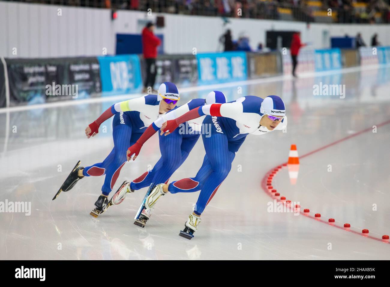 ISU European Speed Skating Championships. Athlete on ice. Classic speed ...