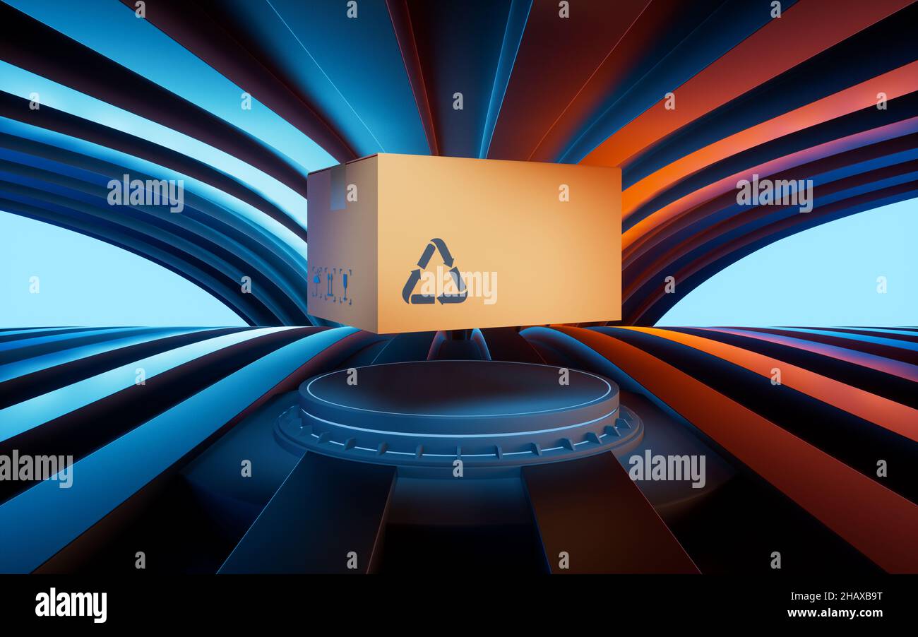 Package box and stage, 3d rendering. Computer digital drawing Stock ...