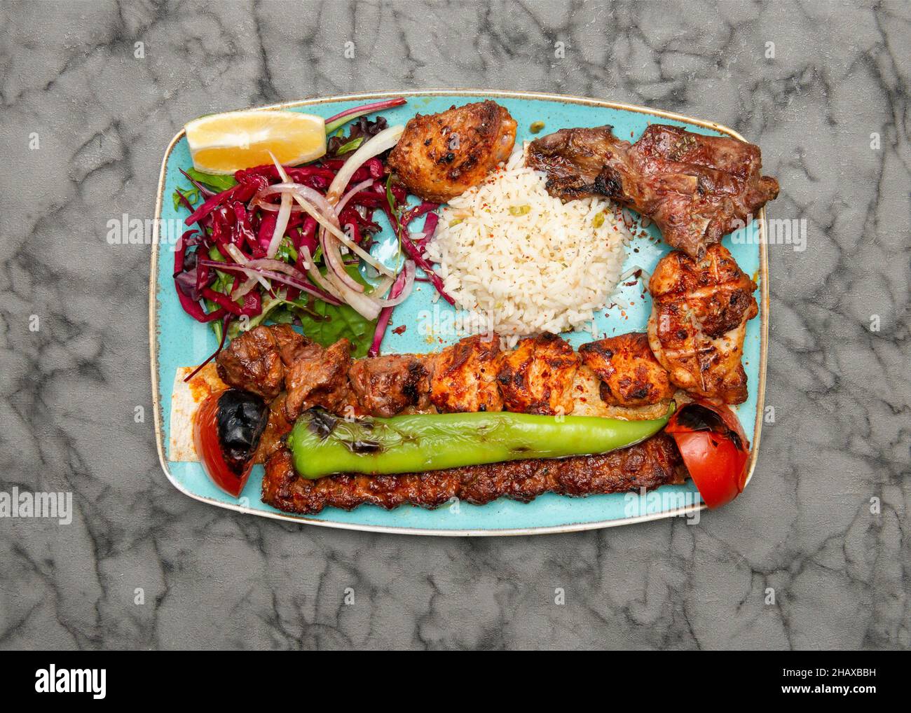 Mixed grill Greek food Stock Photo - Alamy