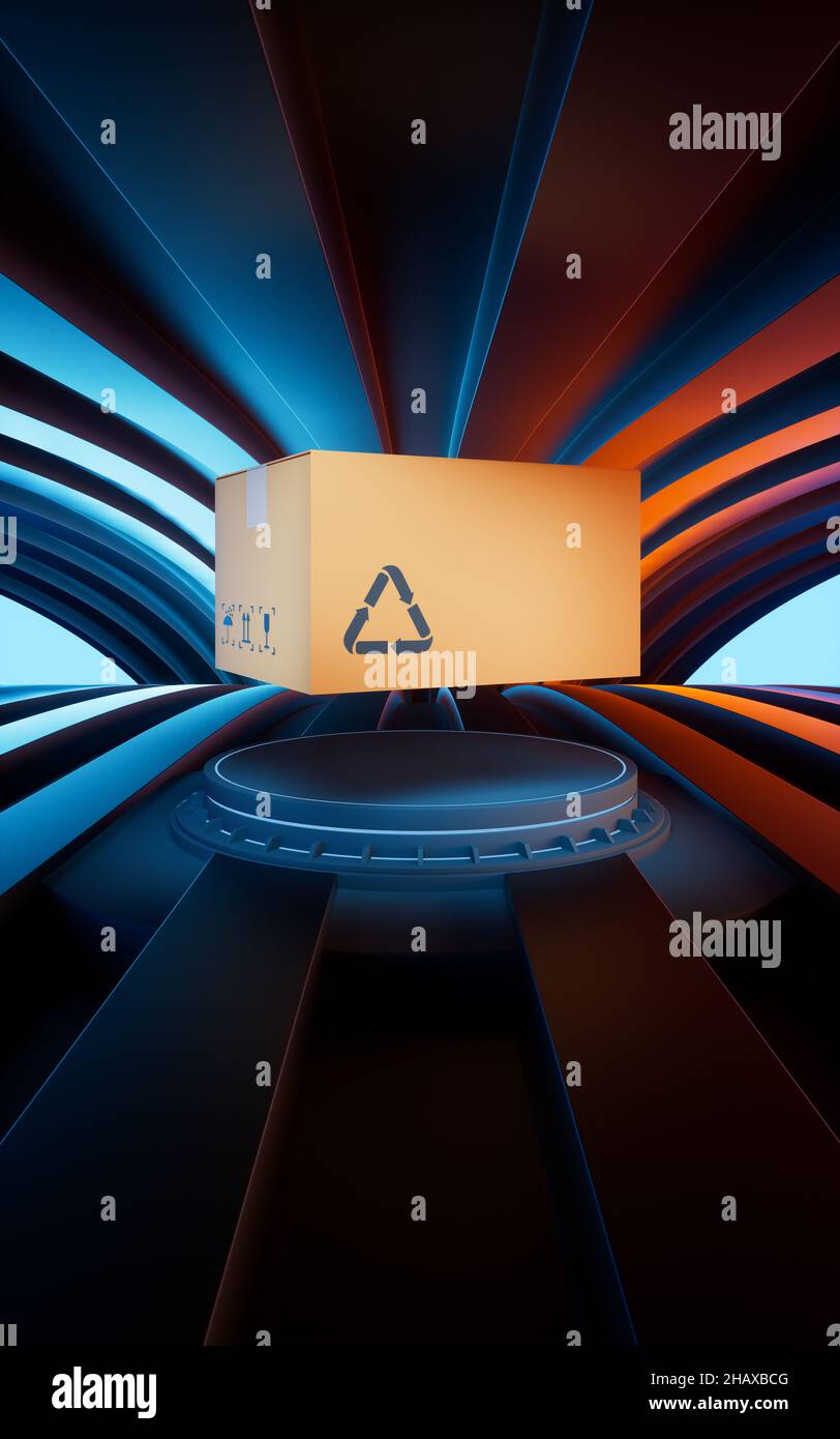 Package box and stage, 3d rendering. Computer digital drawing Stock ...