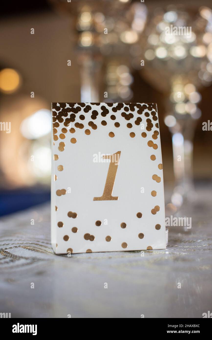 Number one table card seating. sign at wedding reception Stock Photo ...