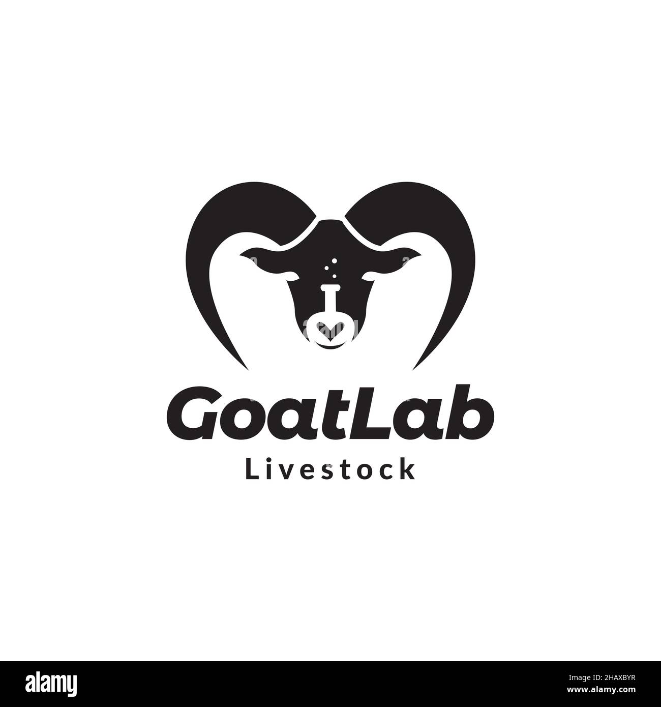 goat with laboratory logo symbol icon vector graphic design ...