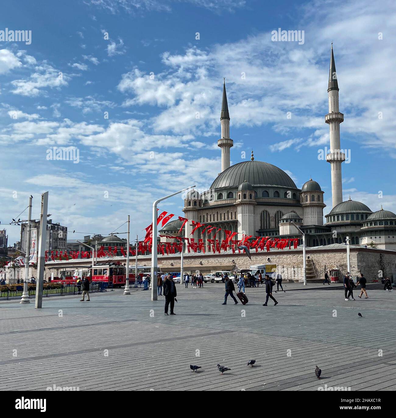Taksim Square, İstanbul, Turkey - Oct 12, 2021 : Taksim Mosque and ...