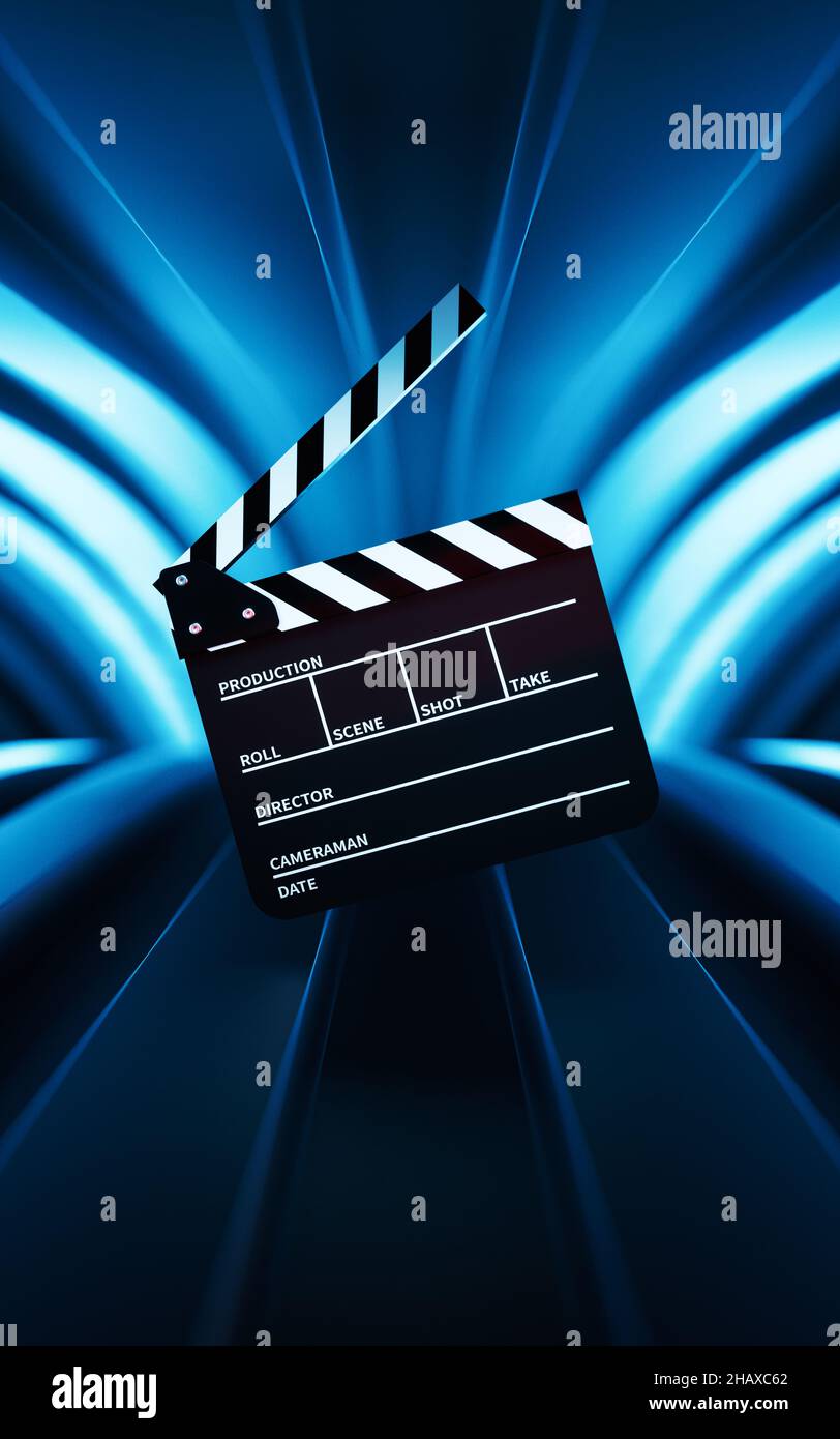 Clapper board in a room, 3d rendering. Computer digital drawing Stock ...