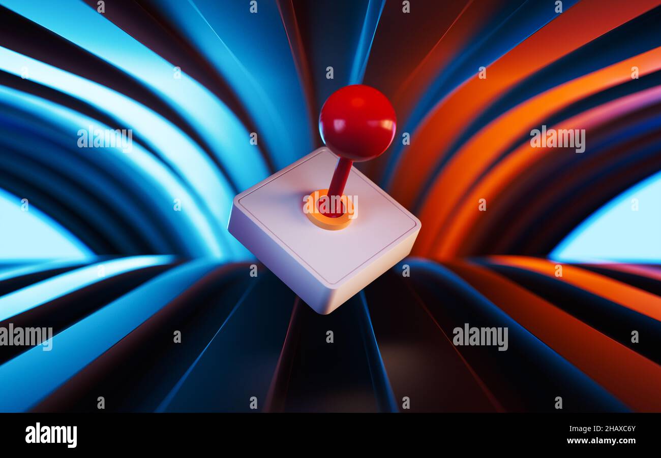 Game hand control, joystick equipment, 3d rendering. Computer digital ...