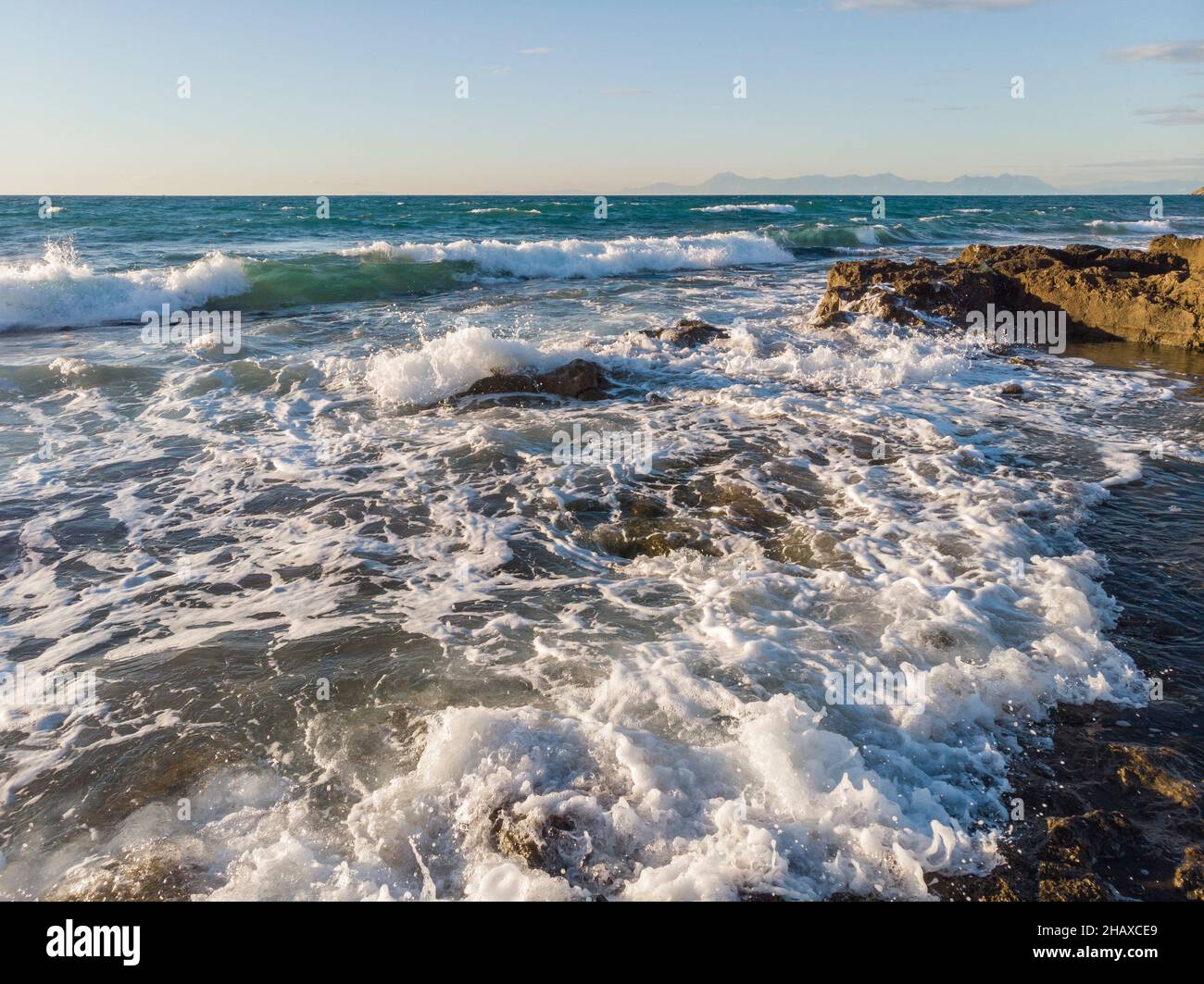 Aerial view of stormy sea, Castellabate, Italy Stock Photo - Alamy
