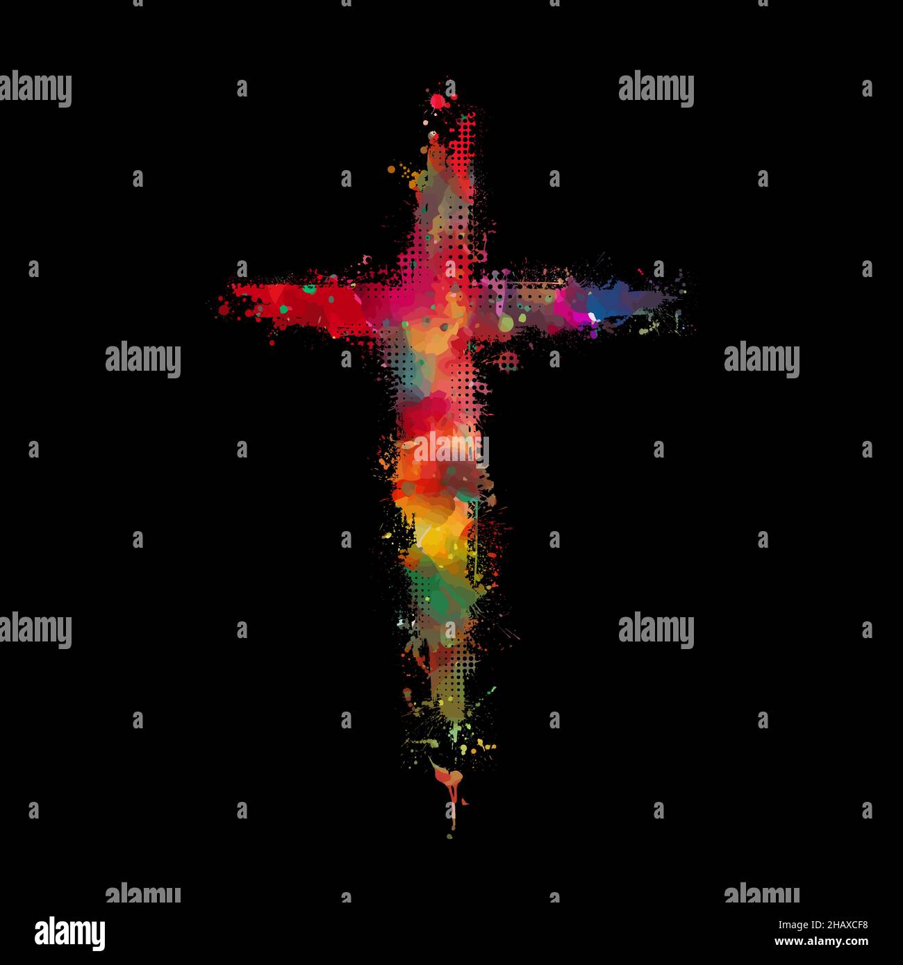 Multi-colored cross object. Happy Easter. Vector illustration Stock ...