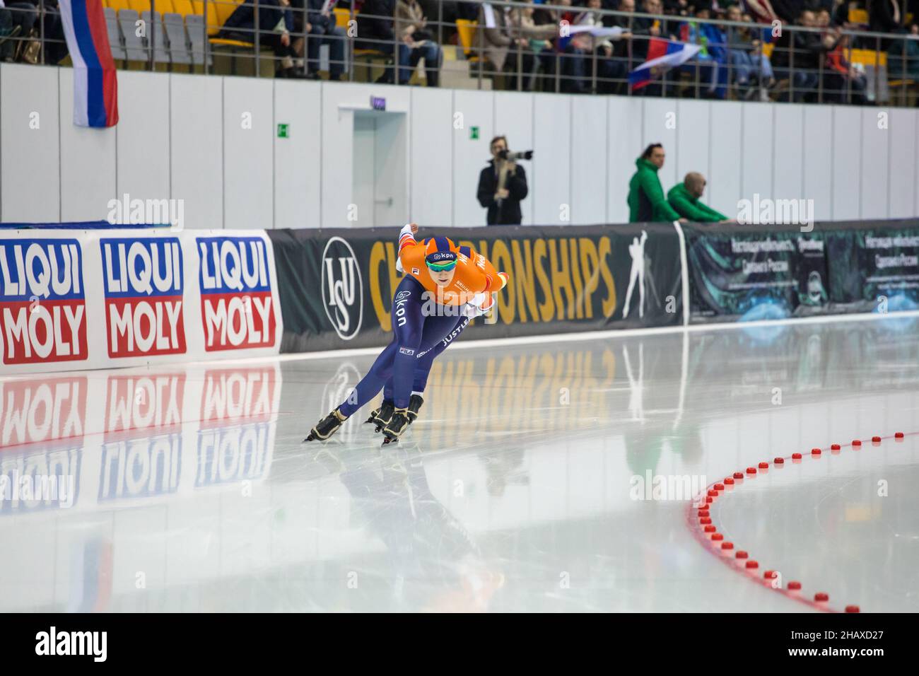ISU European Speed Skating Championships. Athlete on ice. Classic speed ...