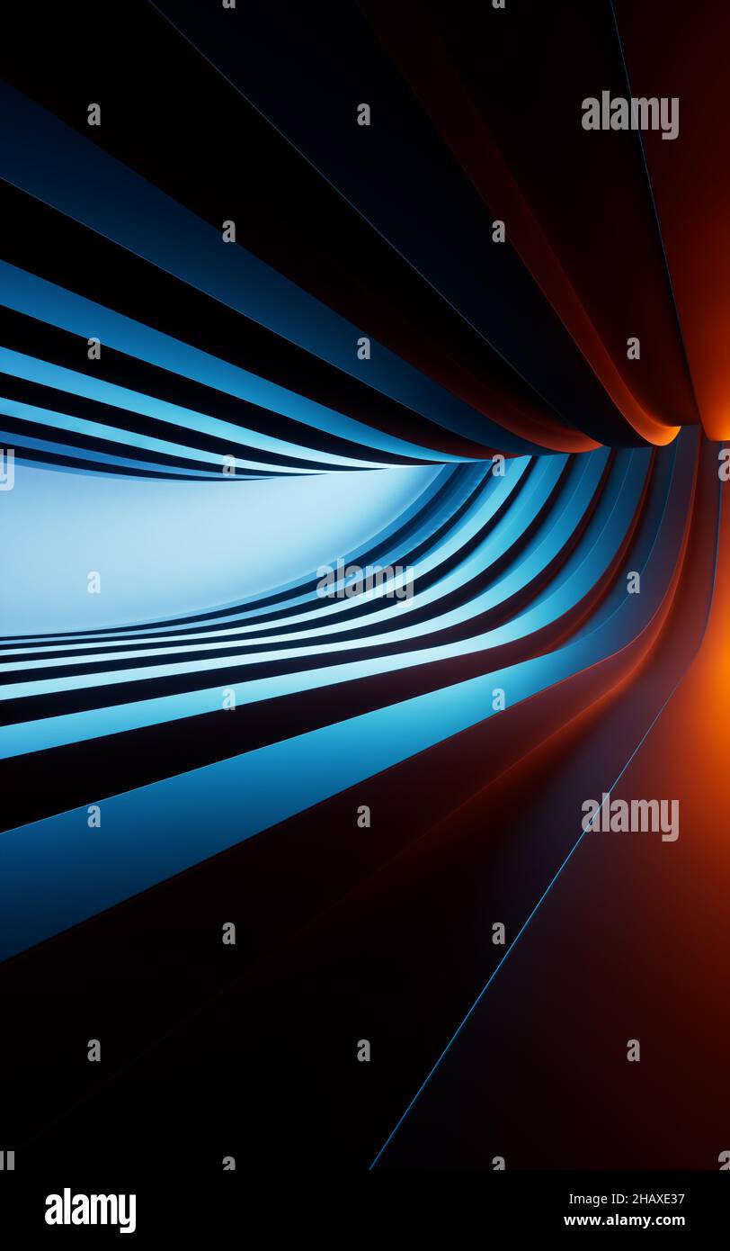 Neon lights and tunnels, 3d rendering. Computer digital drawing Stock ...