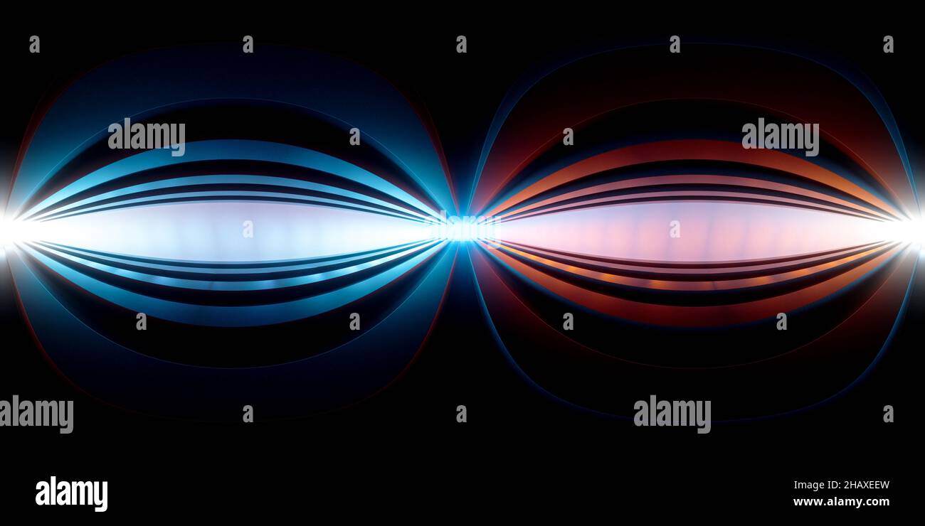 Neon lights and tunnel, 360 degree panorama, 3d rendering. Computer ...