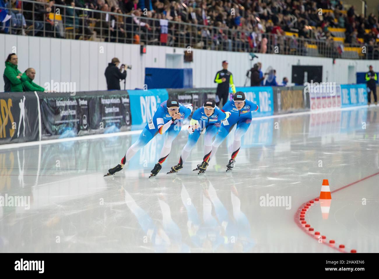 ISU European Speed Skating Championships. Athlete on ice. Classic speed ...