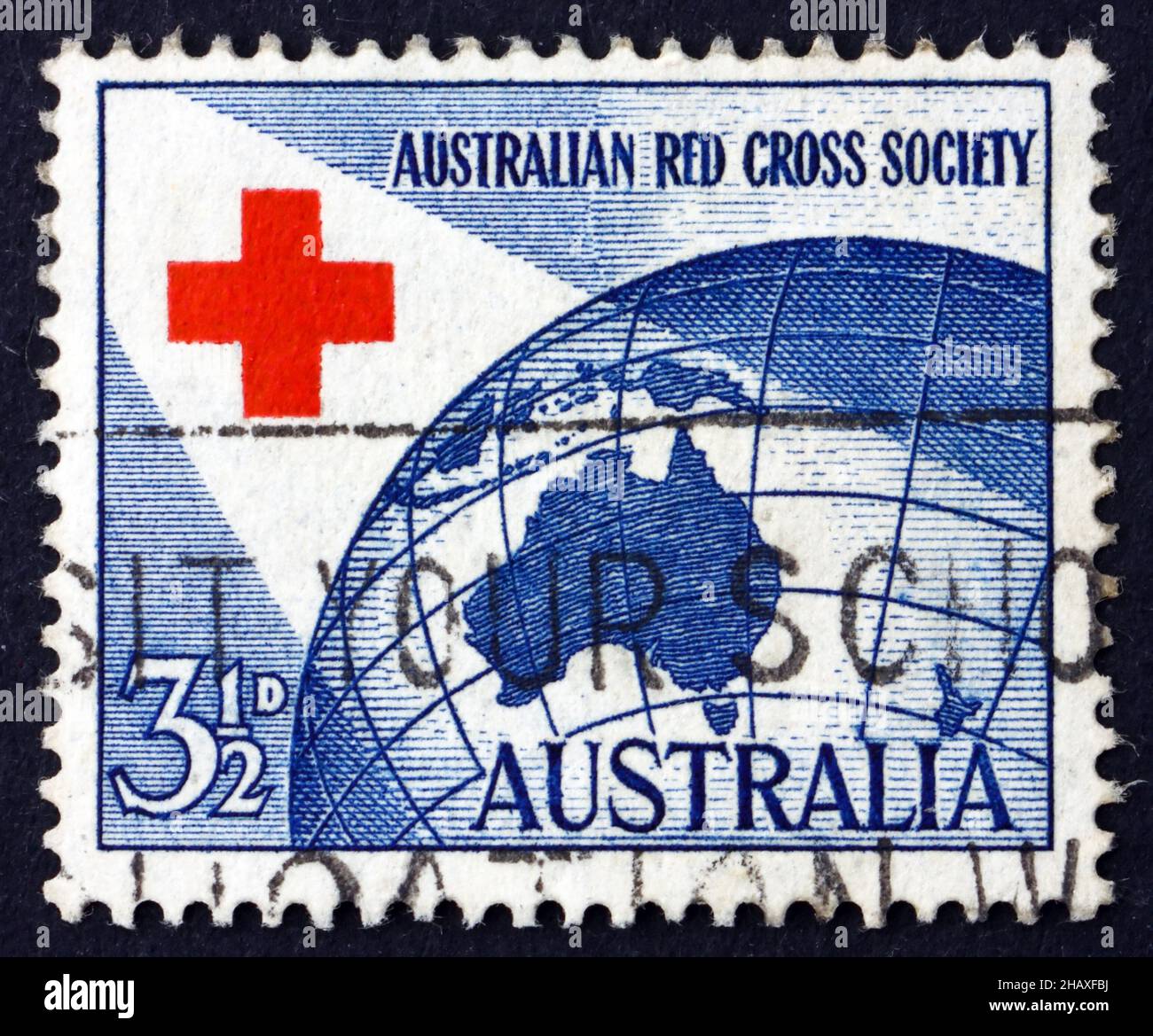AUSTRALIA - CIRCA 1954: a stamp printed in the Australia shows Red ...