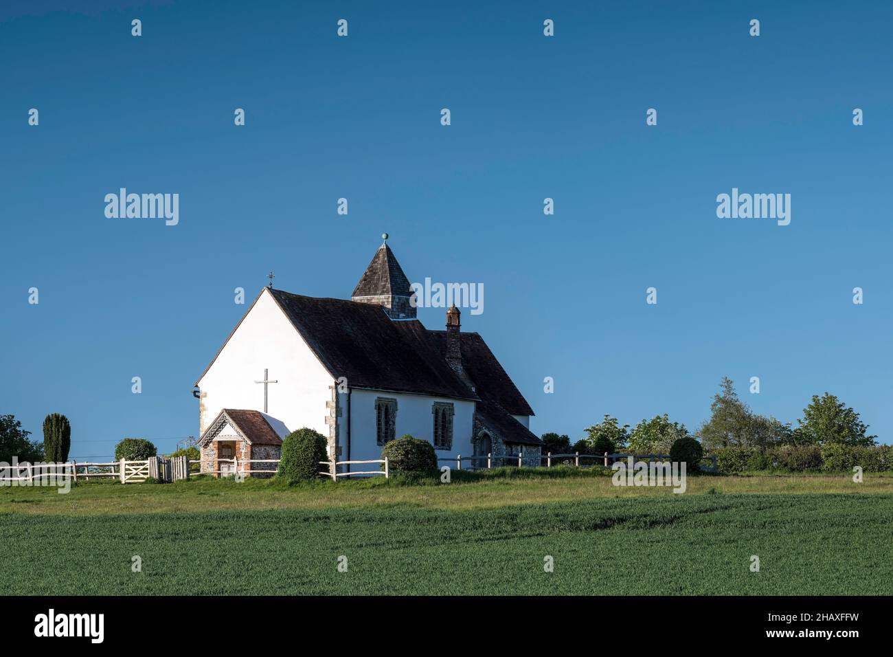 Spring at St Hubert's Church, Idsworth, Waterlooville, UK Stock Photo ...