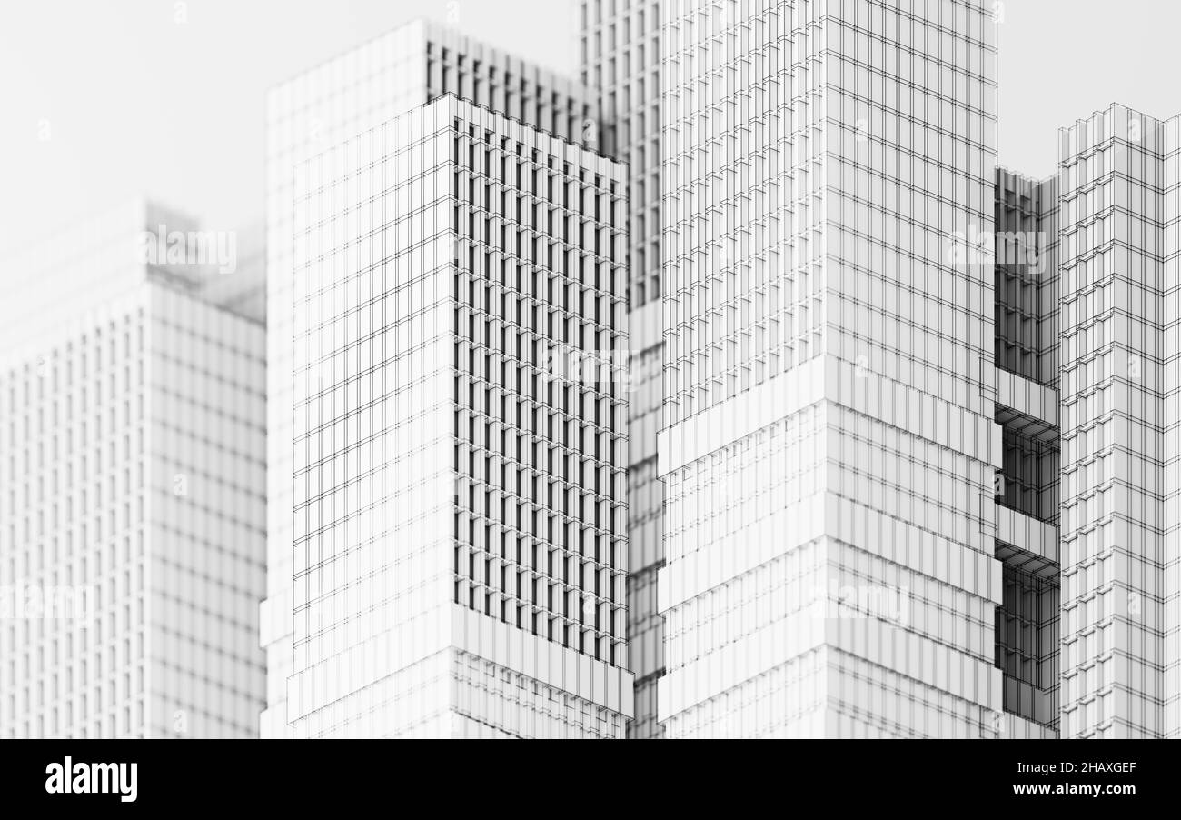 Urban building during the day, modular building,3d rendering. Computer ...