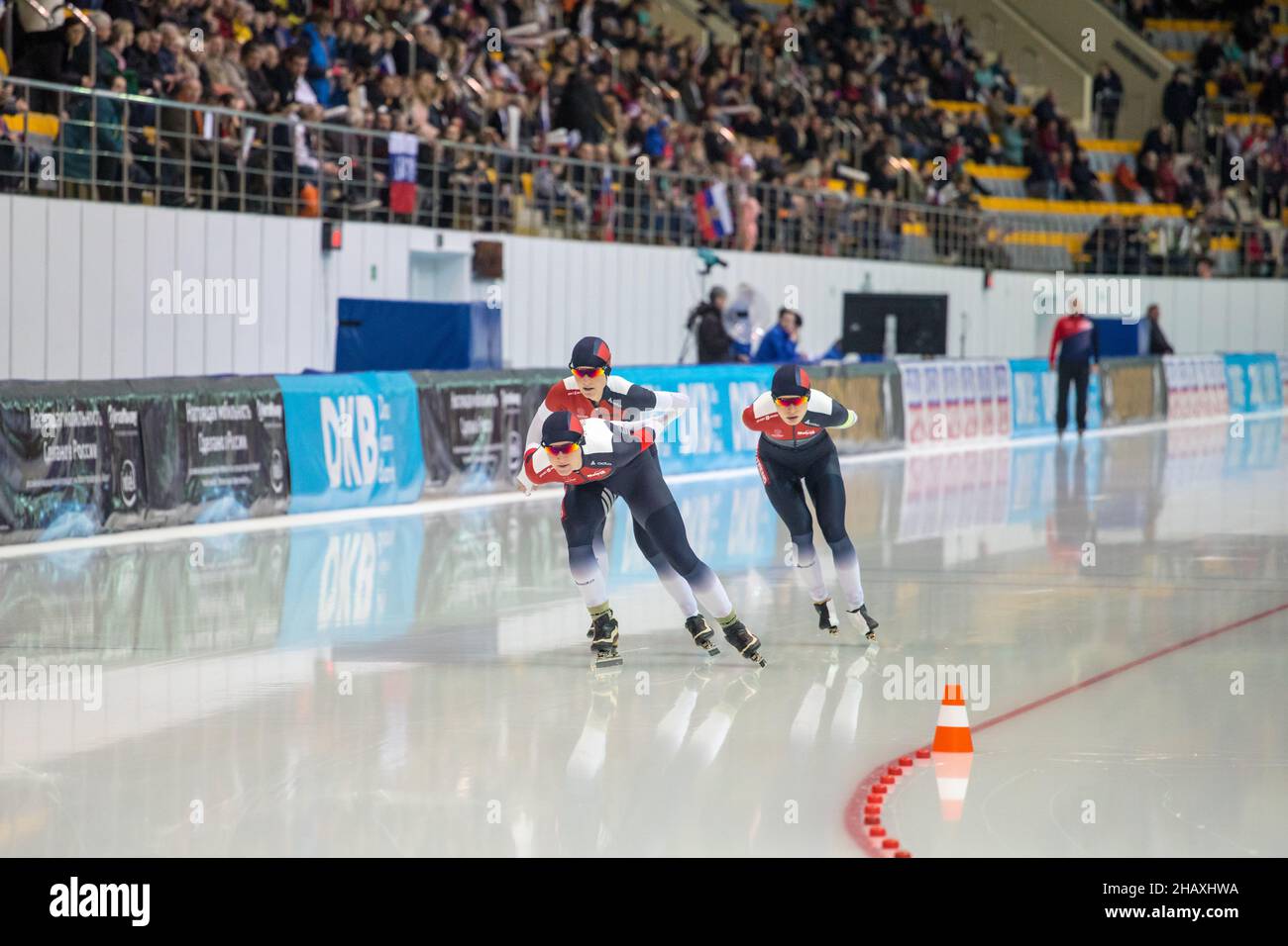 ISU European Speed Skating Championships. Athlete on ice. Classic speed ...