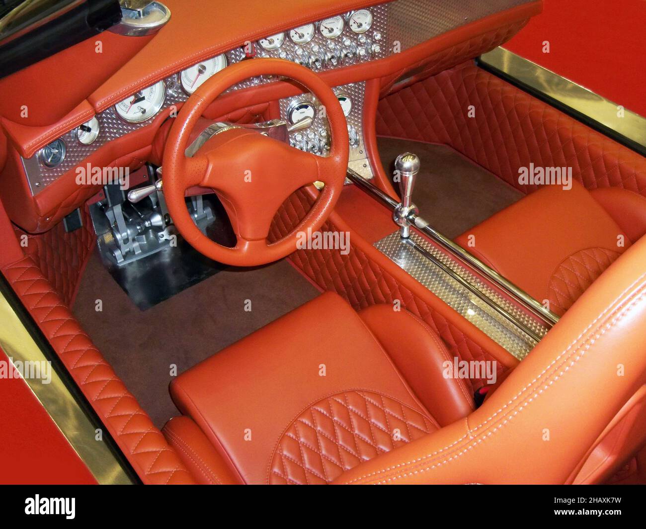 View of the interior of a modern automobile showing the dashboard. Car ...