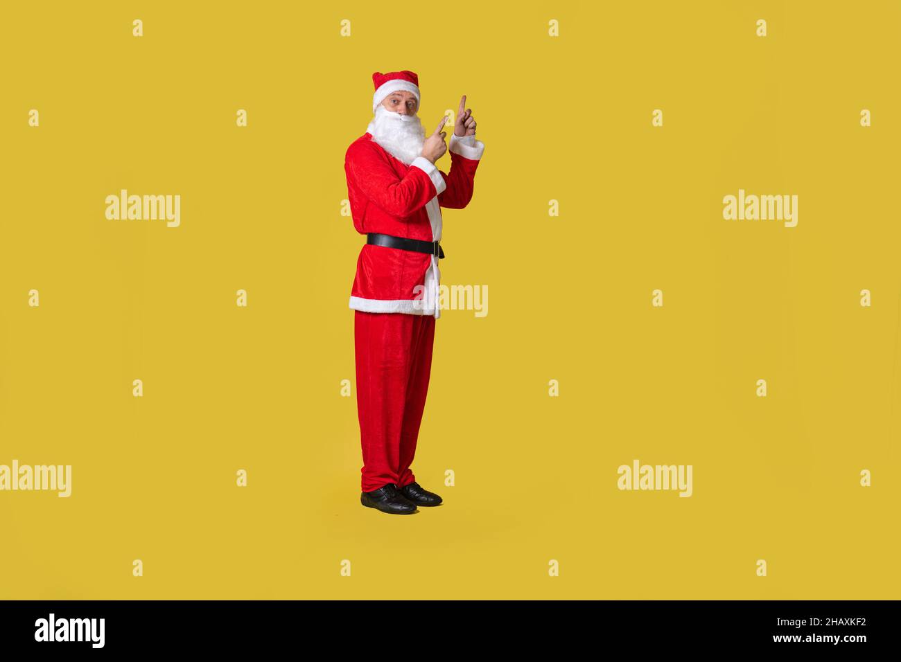 Santa claus yellow funny style, fat tradition christmas winter aged ...