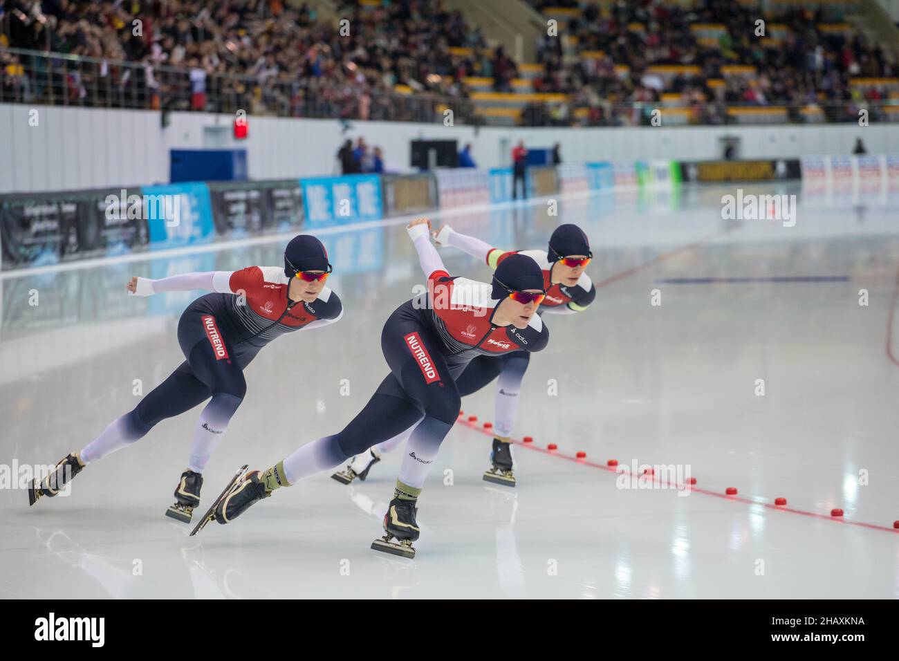 ISU European Speed Skating Championships. Athlete on ice. Classic speed ...