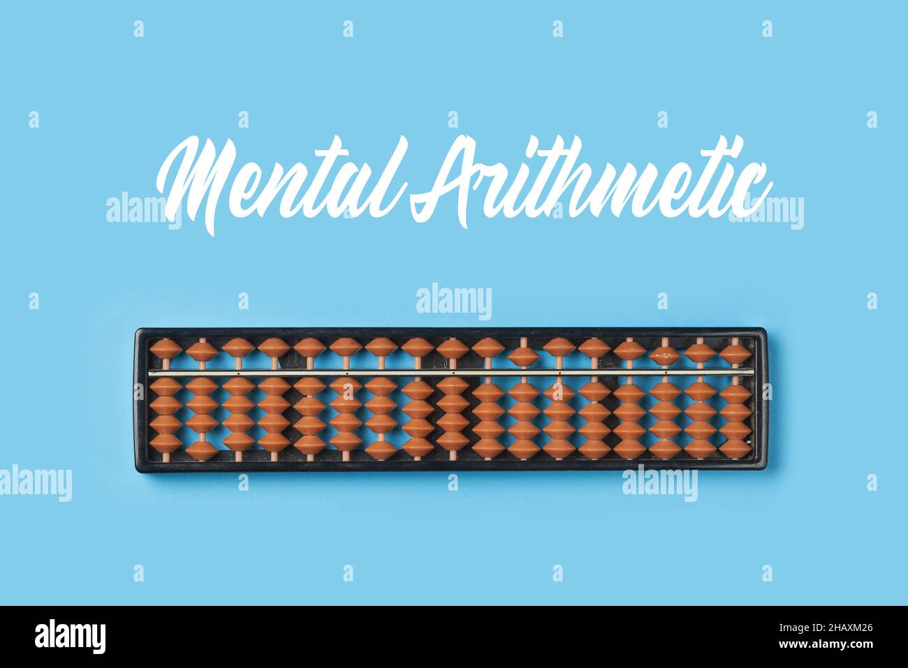 Abacus for mental math. Abacus on colored background. Mental arithmetic ...