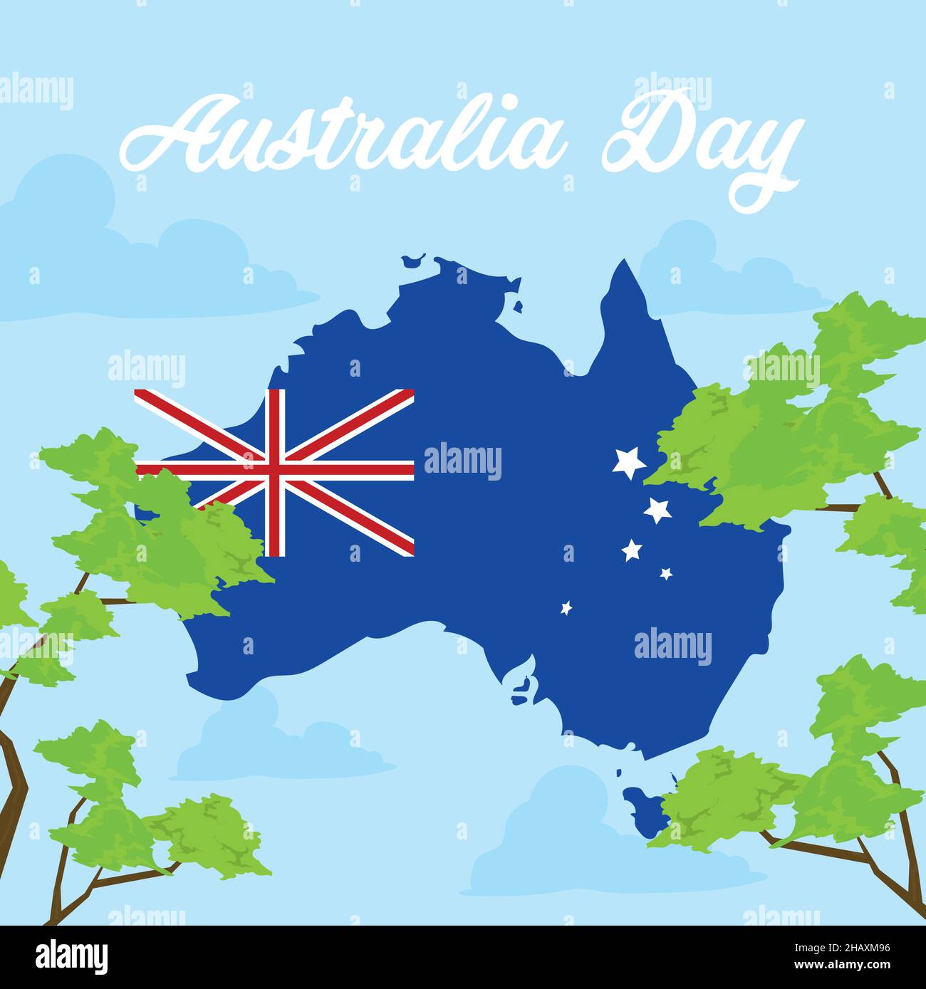 australia day card with map Stock Vector Image & Art - Alamy