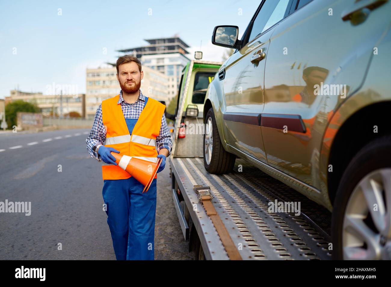 Man with traffic cone hi-res stock photography and images - Alamy