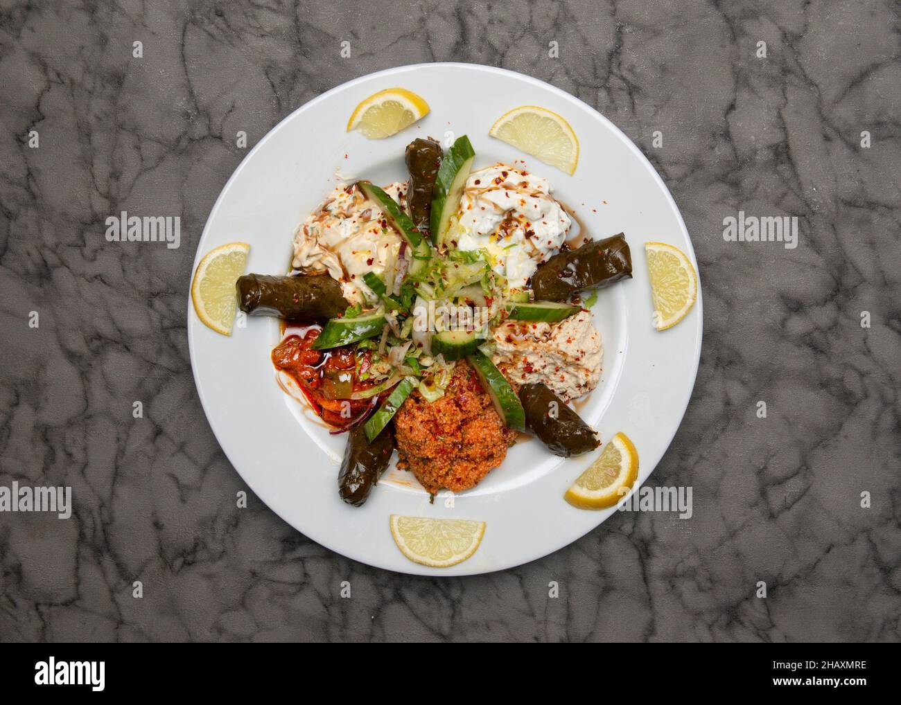 Cold mezze platter Turkish food Stock Photo - Alamy