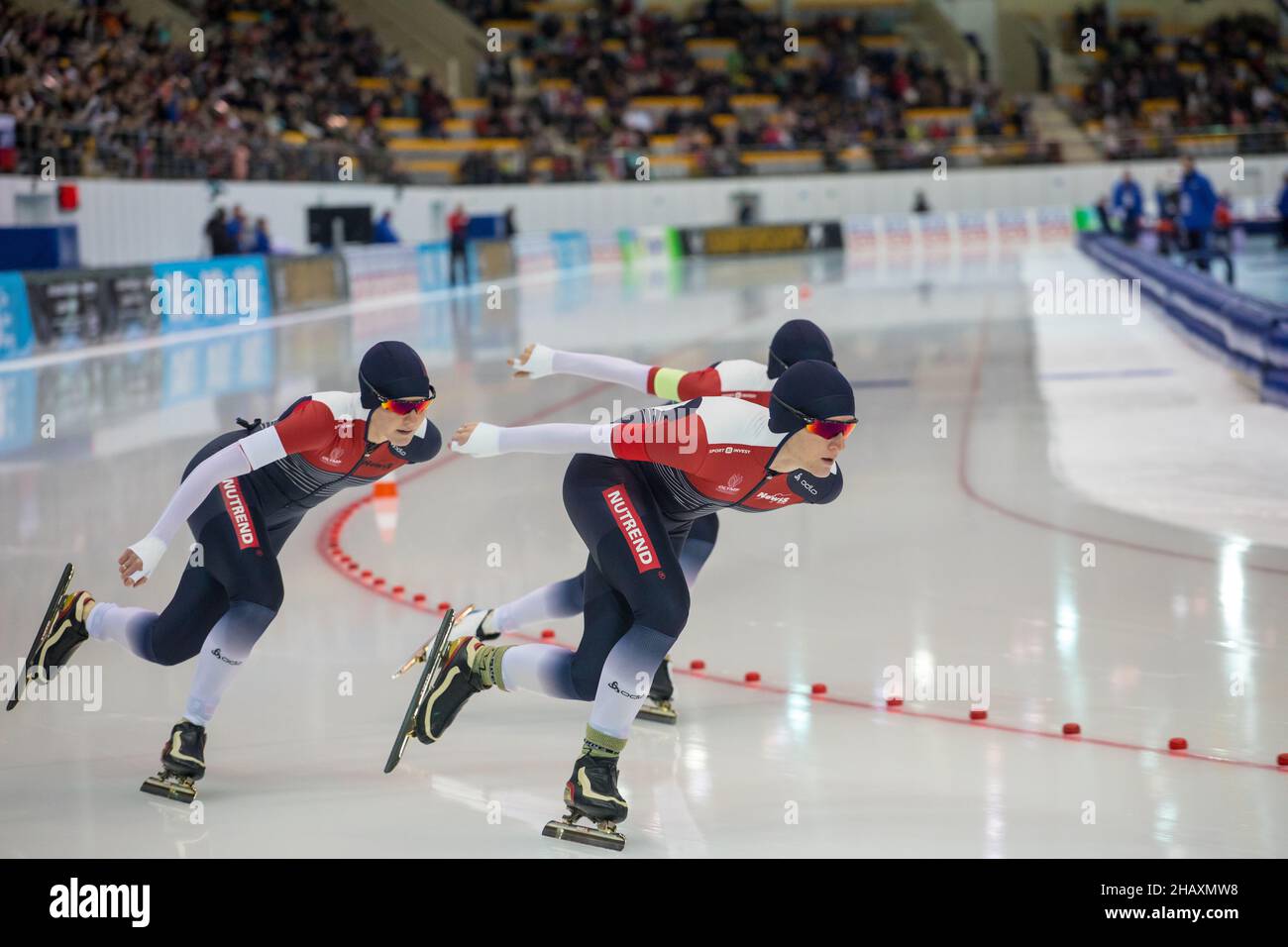 ISU European Speed Skating Championships. Athlete on ice. Classic speed ...