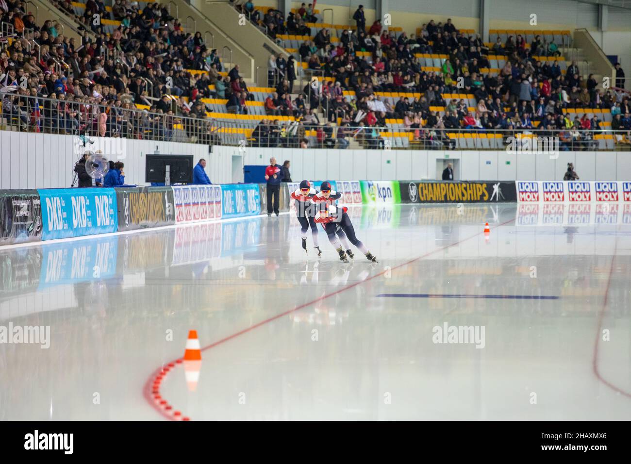 ISU European Speed Skating Championships. Athlete on ice. Classic speed ...