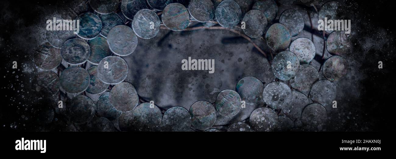 Dark scary grunge circles nail heads texture background horror or ...