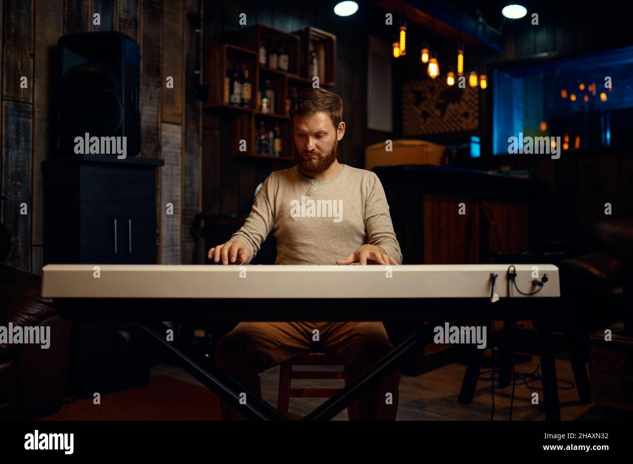 Man playing record player hi-res stock photography and images - Alamy