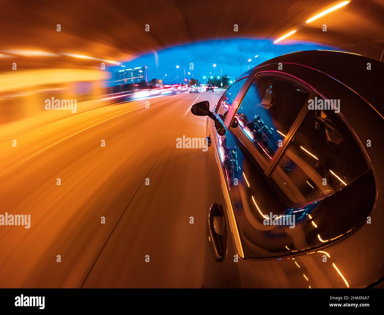 Car speeding along a road, Illinois, USA Stock Photo - Alamy