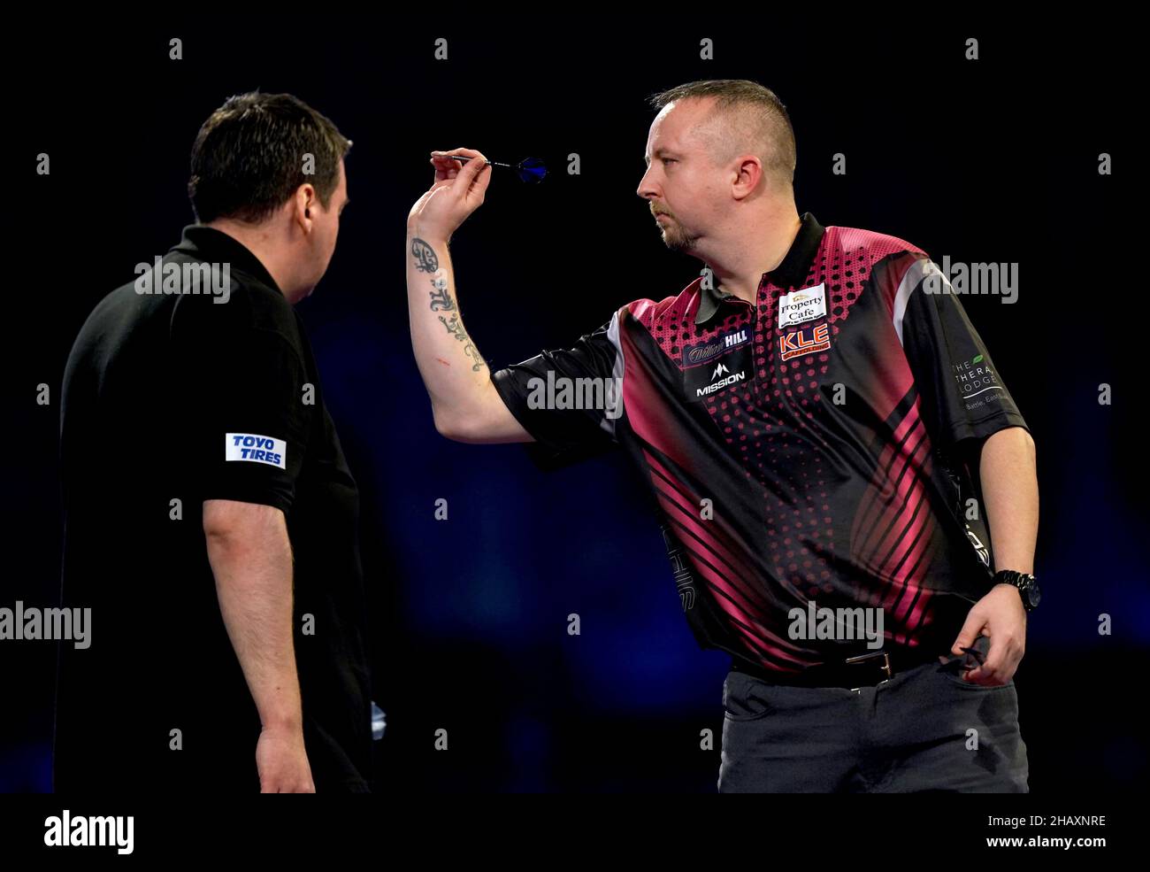 Ritchie Edhouse in action in his match against Peter Hudson during day ...
