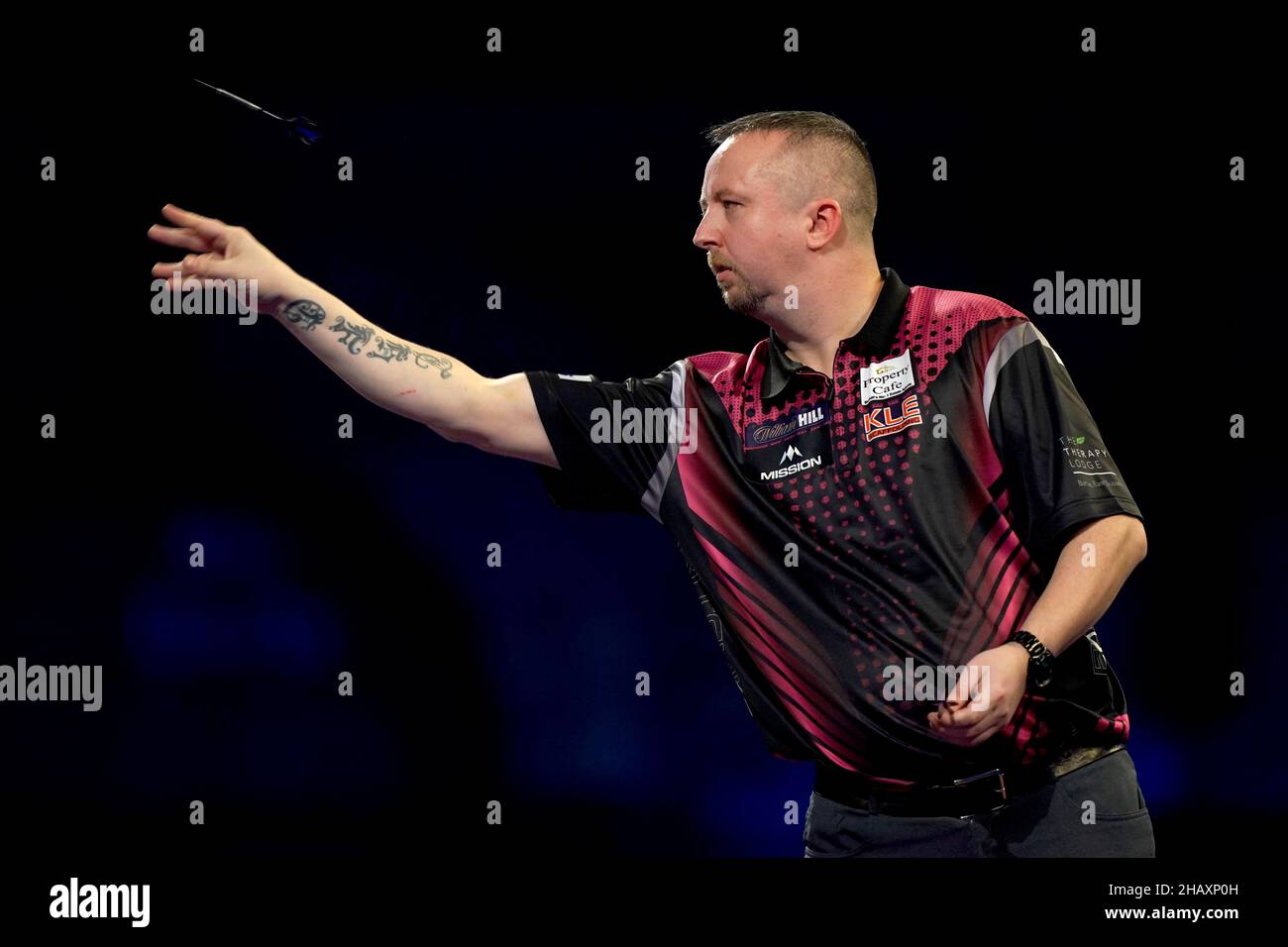 Ritchie Edhouse in action in his match against Peter Hudson during day ...