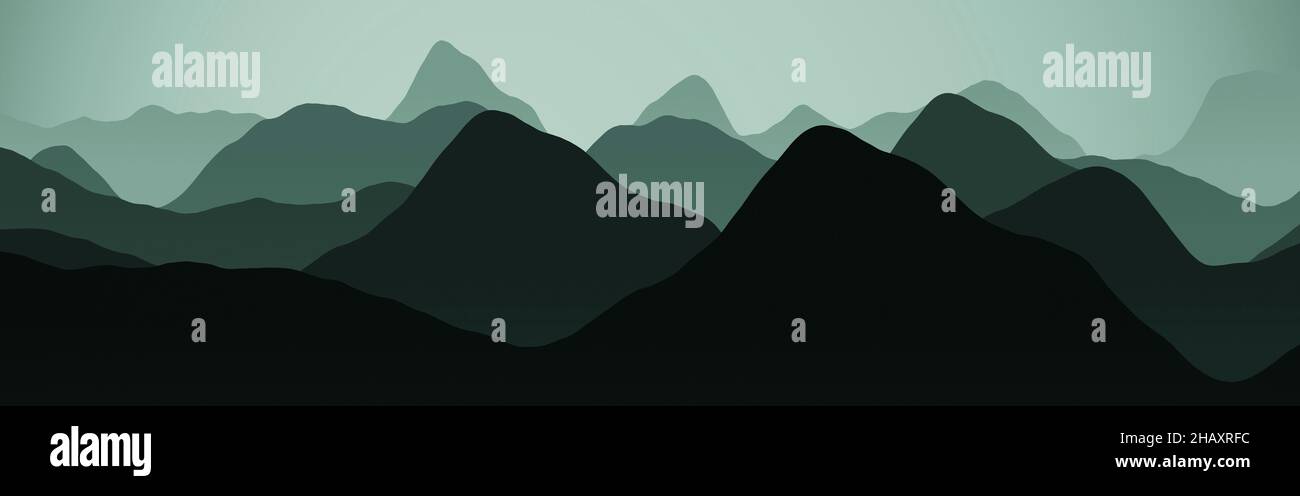 cute hills peaks in night time digital art background illustration ...