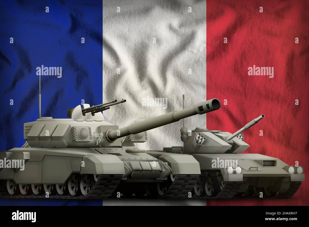 tanks on the France flag background. France tank forces concept. 3d ...