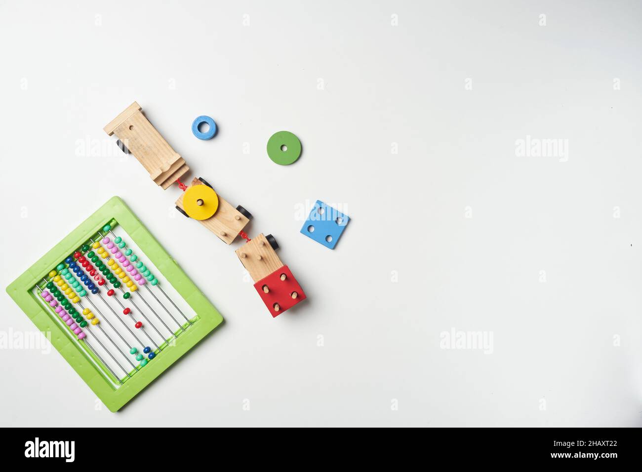 Math for kids. Various eco-friendly toy figures and bead counter for ...