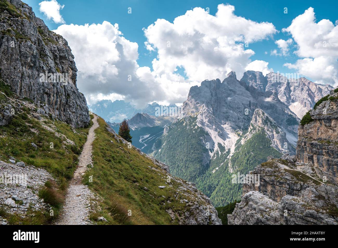 Danger walk on the monte Piana in the Dolomite, Italy Stock Photo - Alamy
