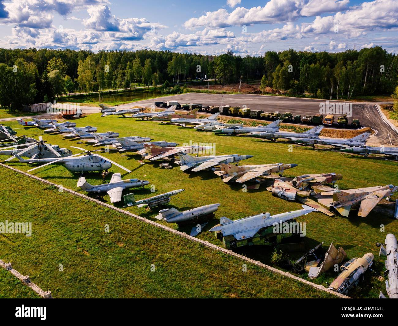 Aerial view of military aircrafts in the airfield Stock Photo - Alamy