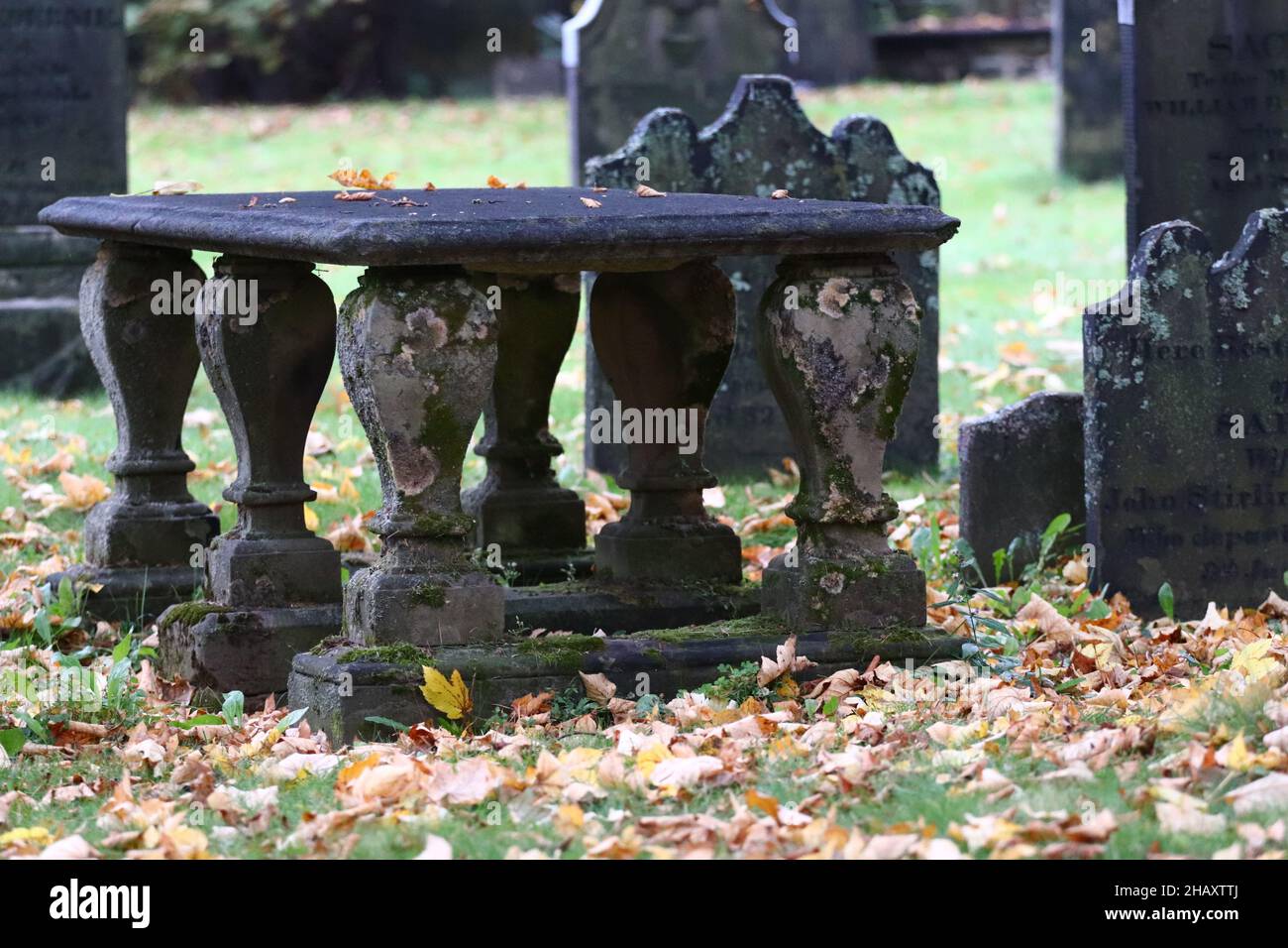 HALIFAX, CANADA - Sep 04, 2021: The old cemetery headstones in a ...
