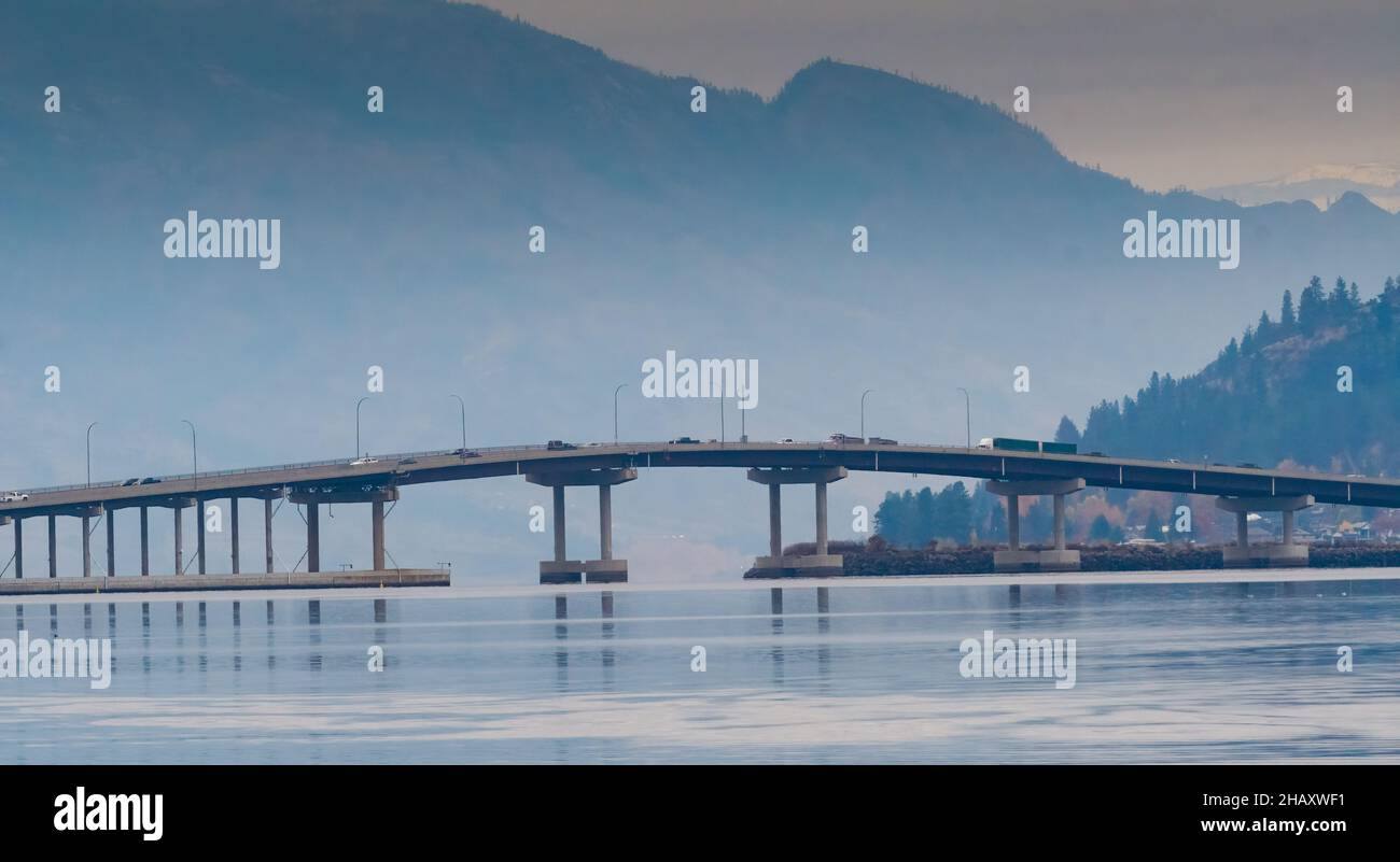 Bridge over Okanagan Lake at Kelowna, Okanagan Valley, British Columbia ...