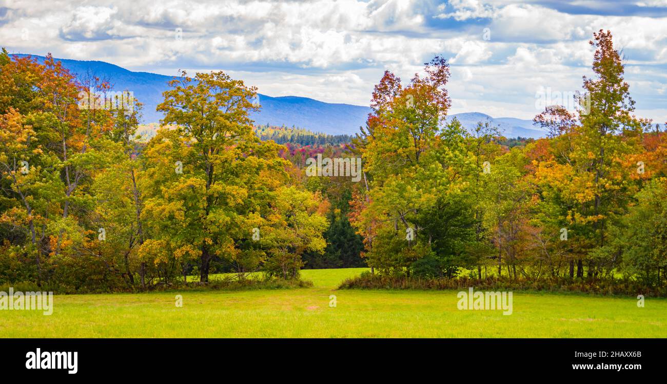 Fall foliage light up the landscape in Landgrove, Vermont Stock Photo ...