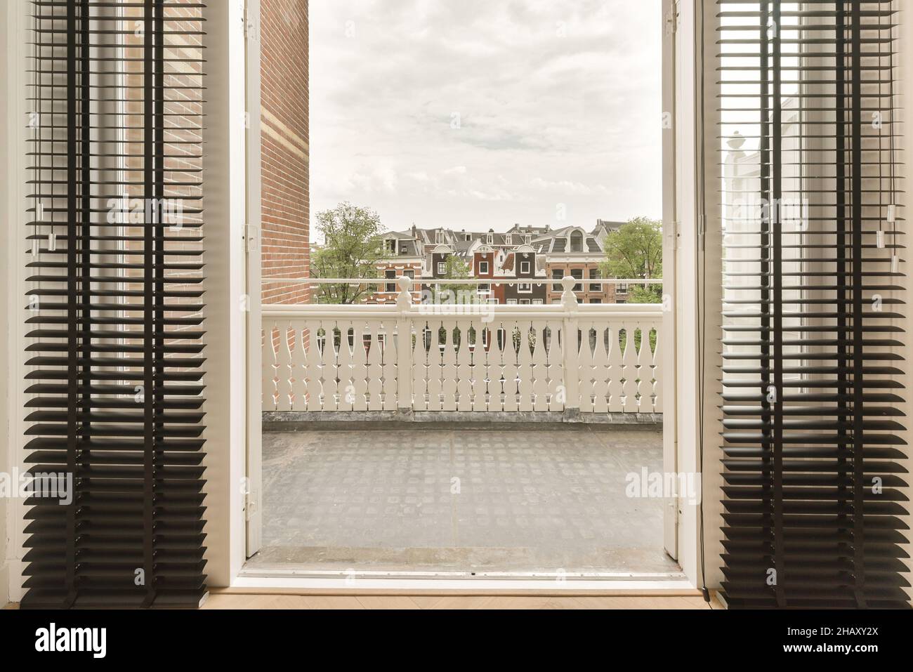 Large terrace of a house in a residential area as seen from one of the ...
